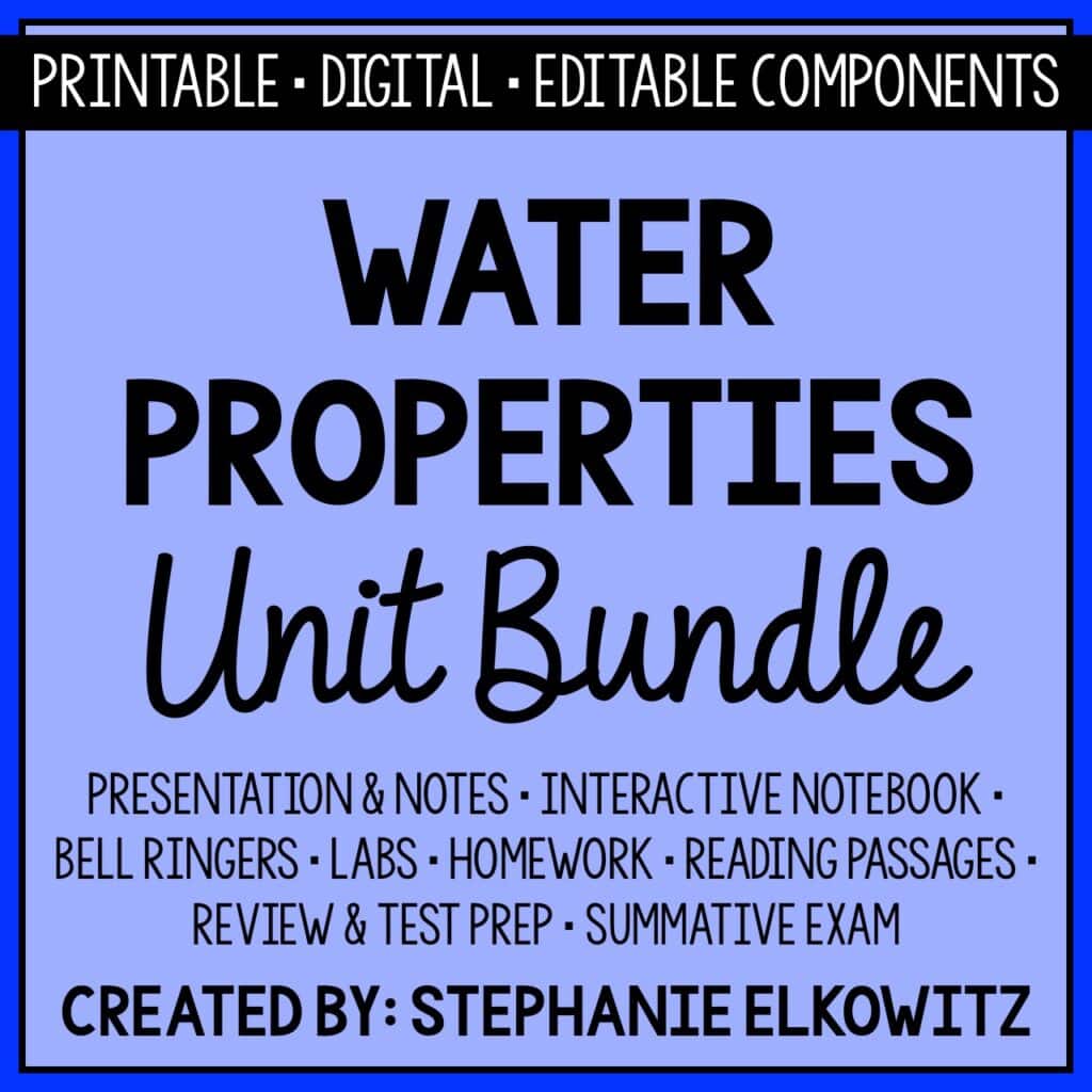 Water Properties Unit Bundle | Stephanie Elkowitz