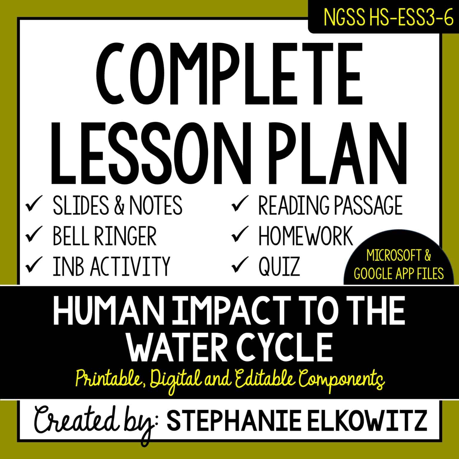 HS-ESS3-6 Human Impact to Water Cycle Lesson | Stephanie Elkowitz