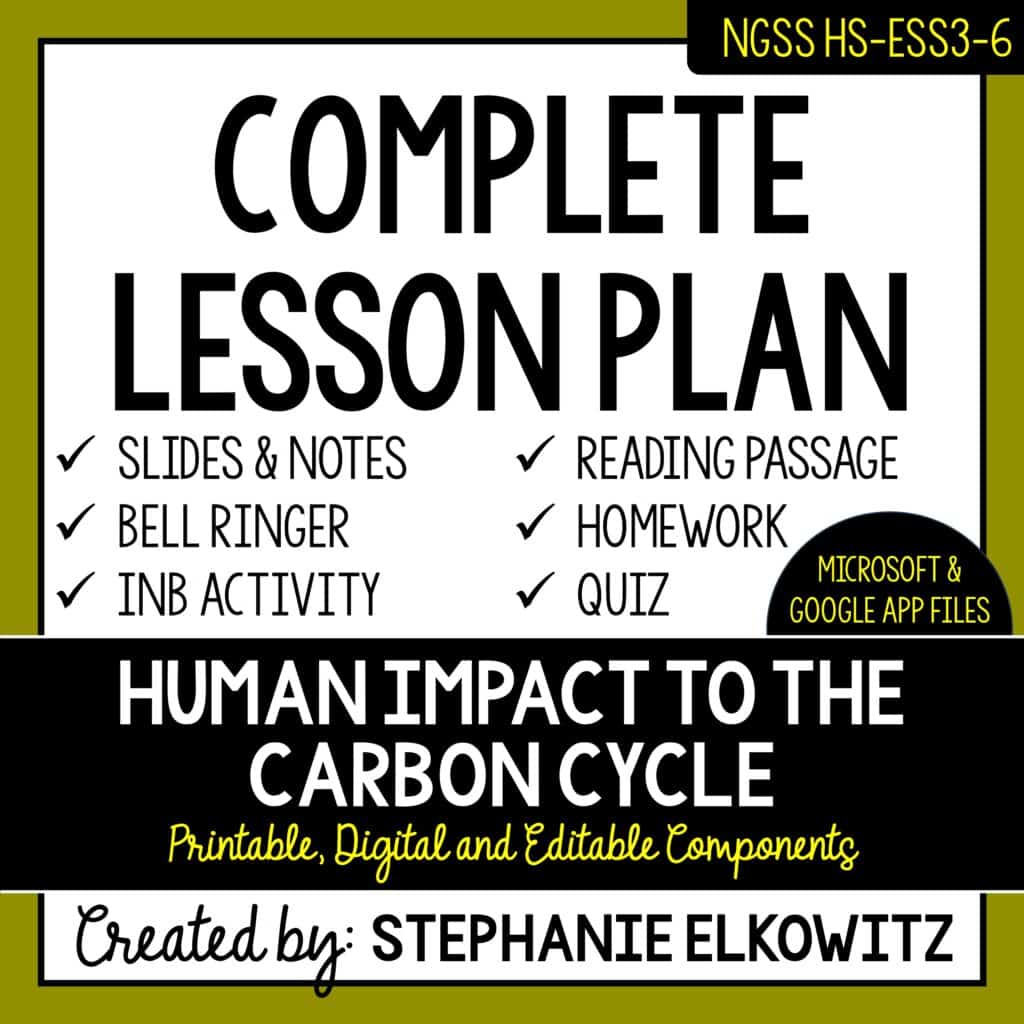 HS-ESS3-6 Human Impact to Carbon Cycle Lesson | Stephanie Elkowitz