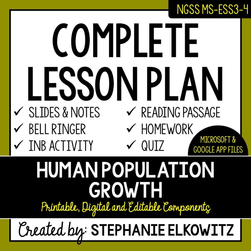 MS-ESS3-4 Human Population Growth Lesson | Stephanie Elkowitz