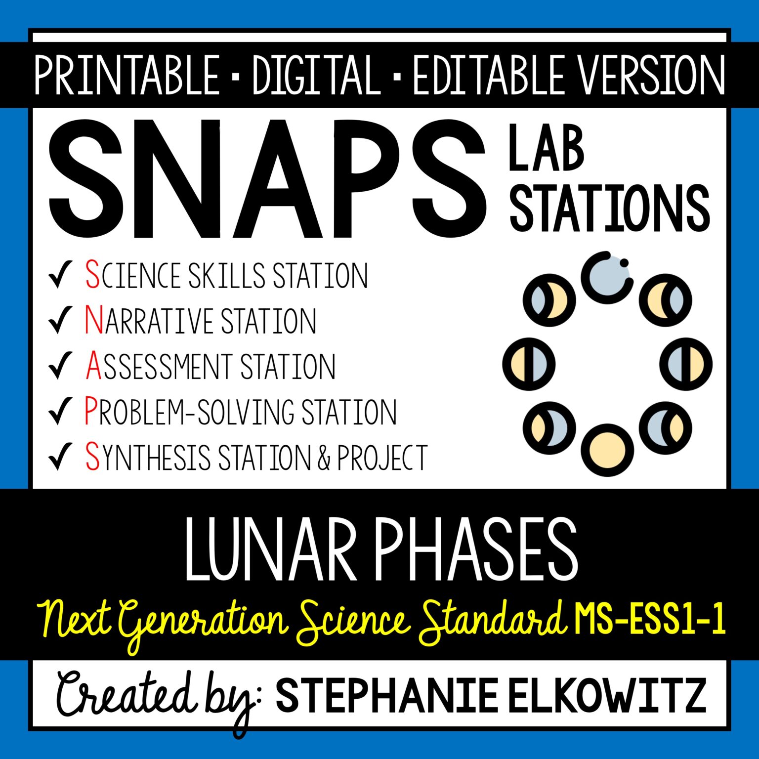 MS-ESS1-1 Lunar Phases Lab | Stephanie Elkowitz