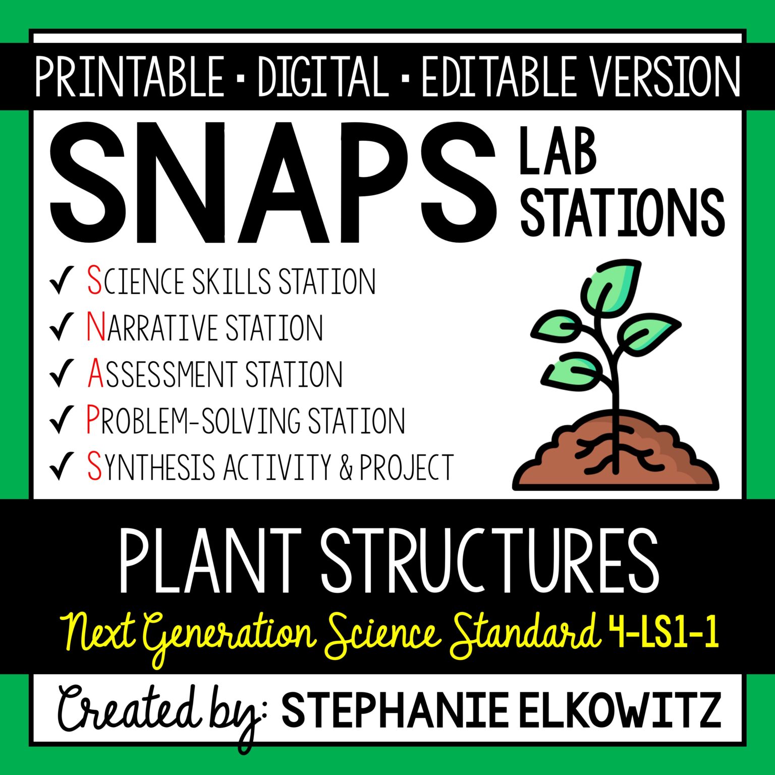 4-LS1-1 Plant Structures Lab | Stephanie Elkowitz