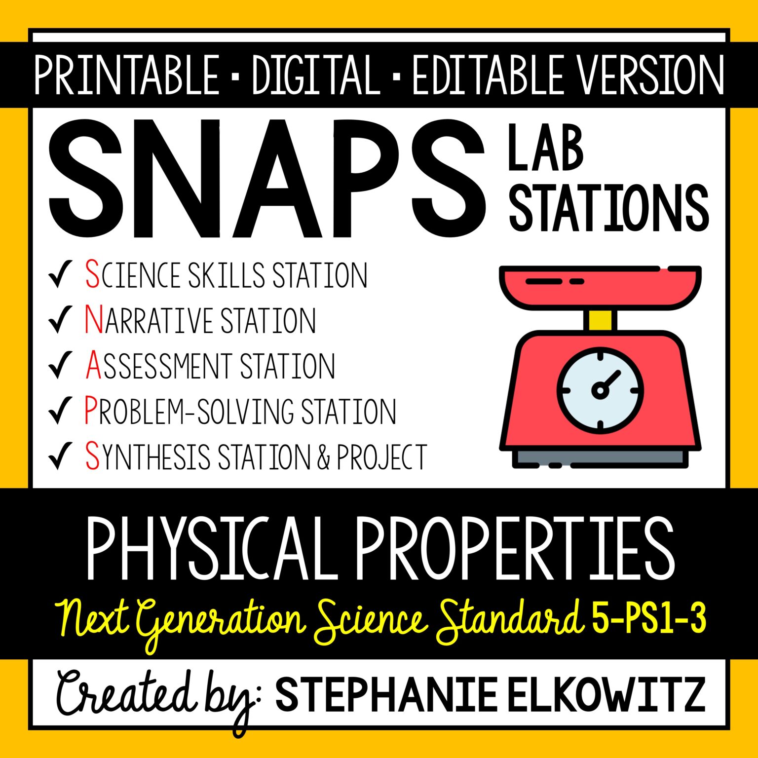 5-PS1-3 Physical Properties of Matter Lab | Stephanie Elkowitz