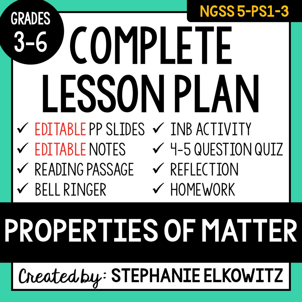 5-PS1-3 Properties of Matter Lesson | Stephanie Elkowitz