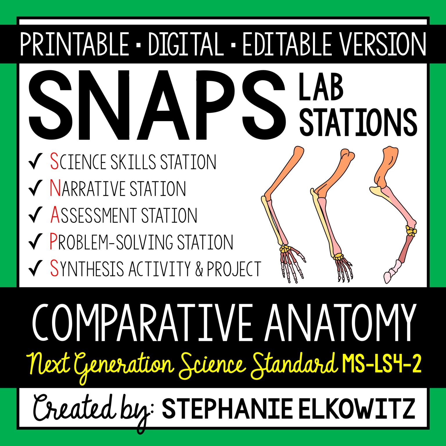 MS-LS4-2 Comparative Anatomy Lab | Stephanie Elkowitz