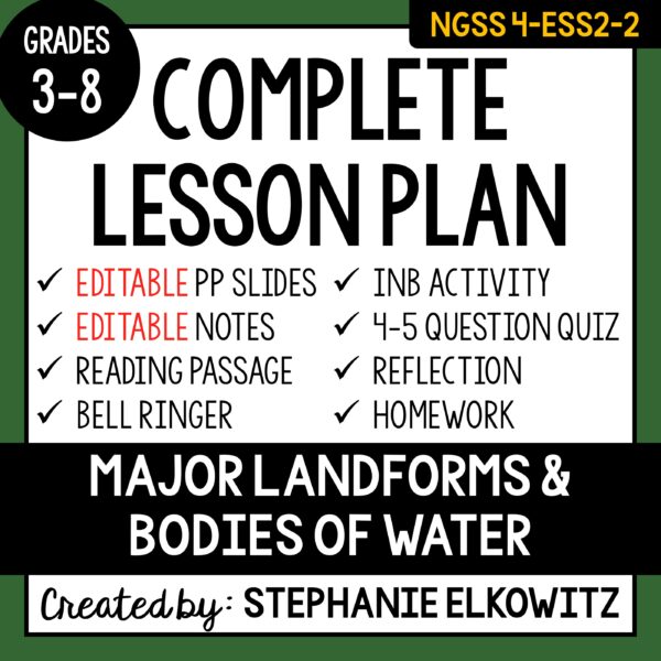 4-ESS2-2 Landforms and Bodies of Water Lesson | Stephanie Elkowitz