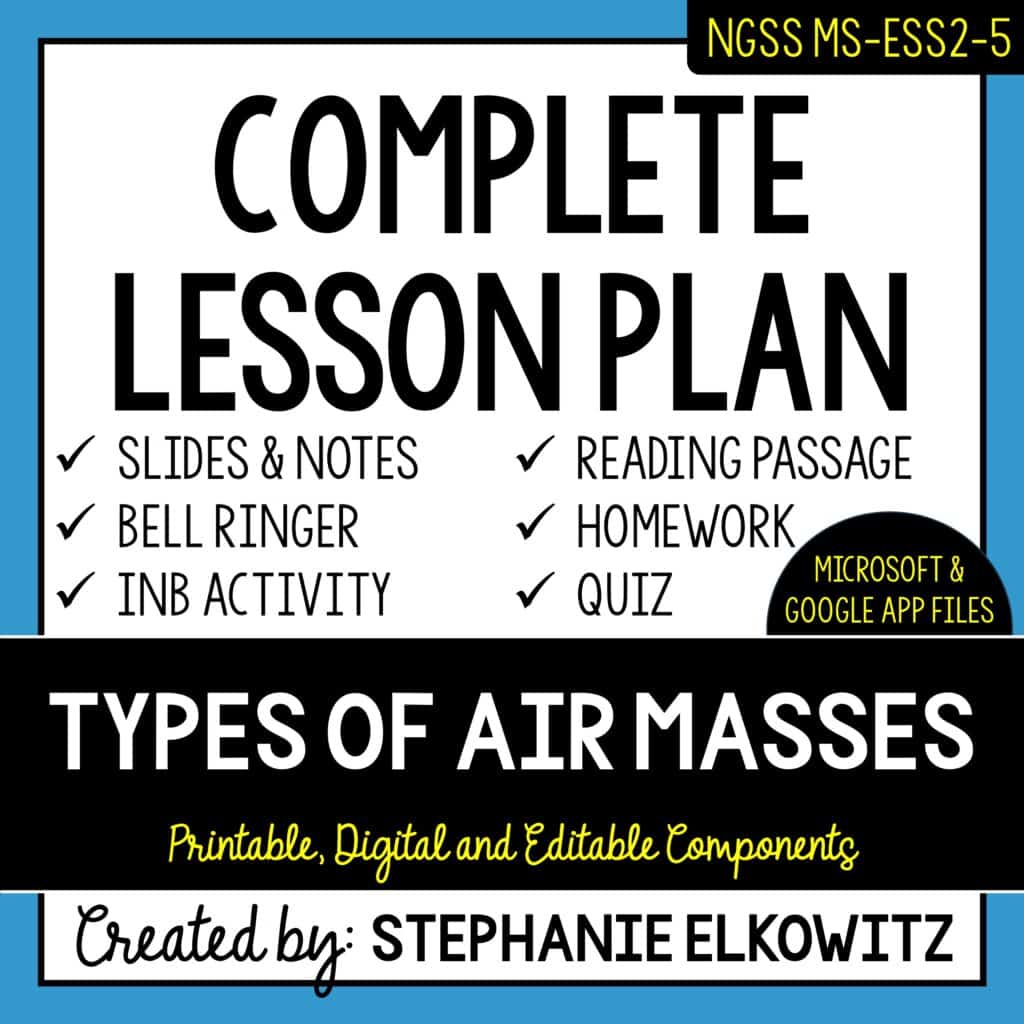 MS-ESS2-5 Types of Air Masses Lesson | Stephanie Elkowitz