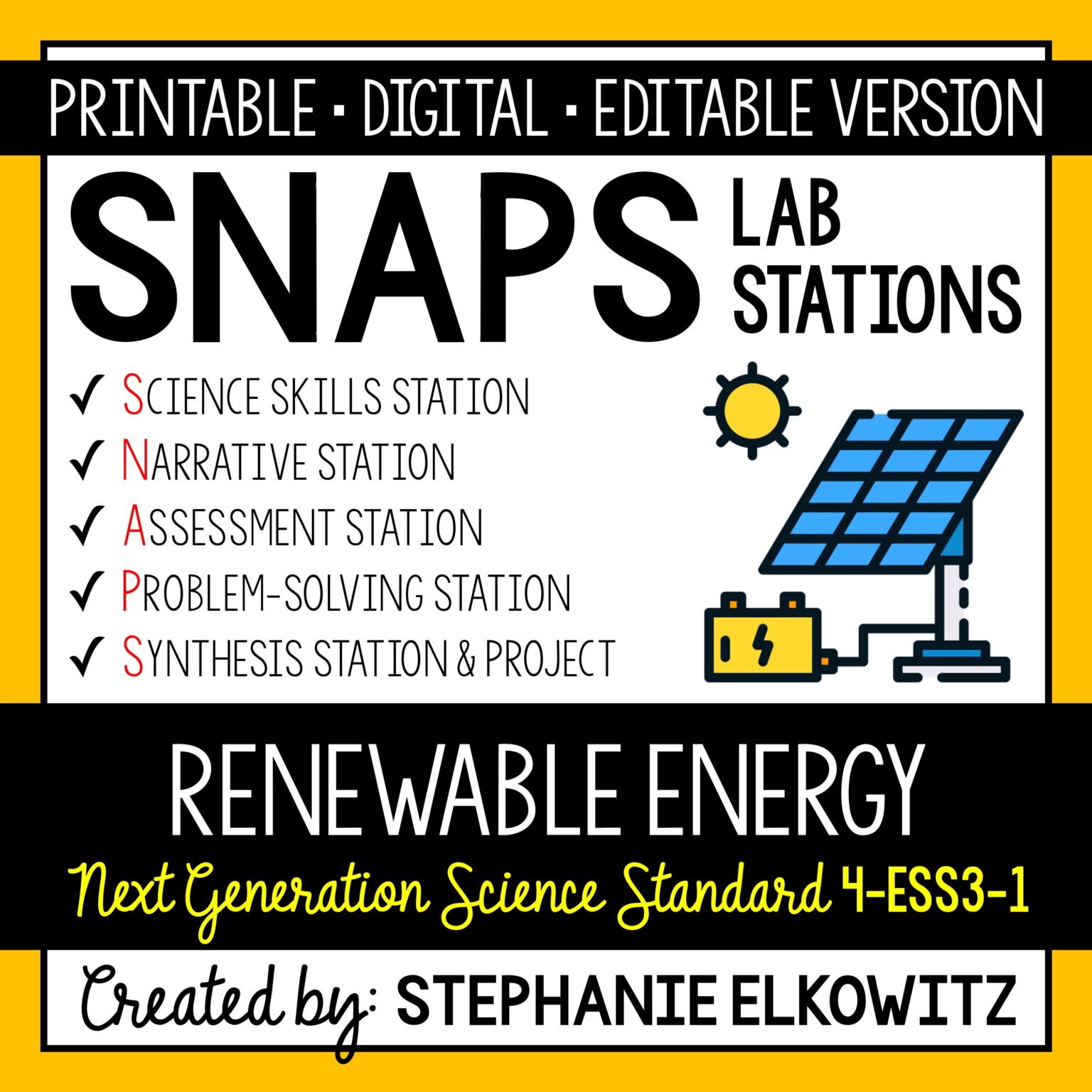 4-ESS3-1 Renewable Energy Lab | Stephanie Elkowitz