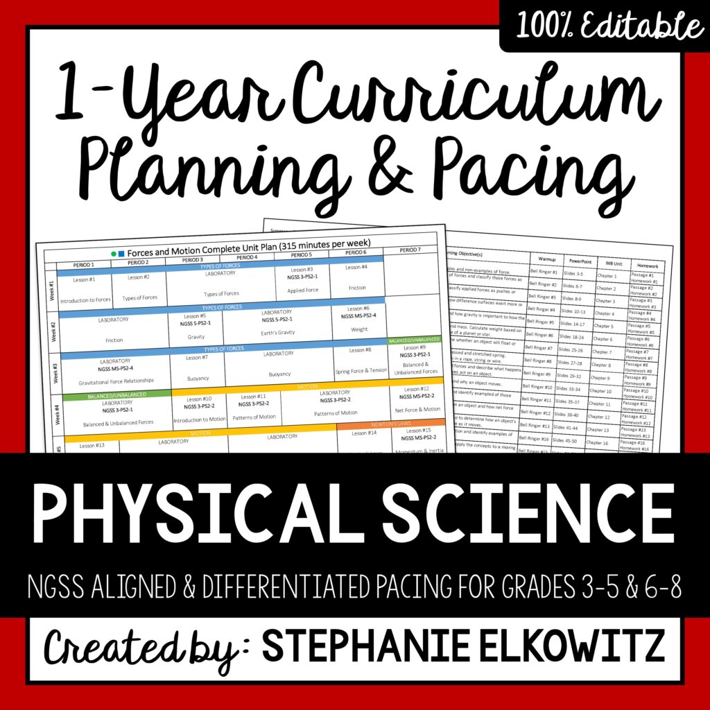 Physical Science Curriculum Planning and Pacing Guide | Stephanie Elkowitz