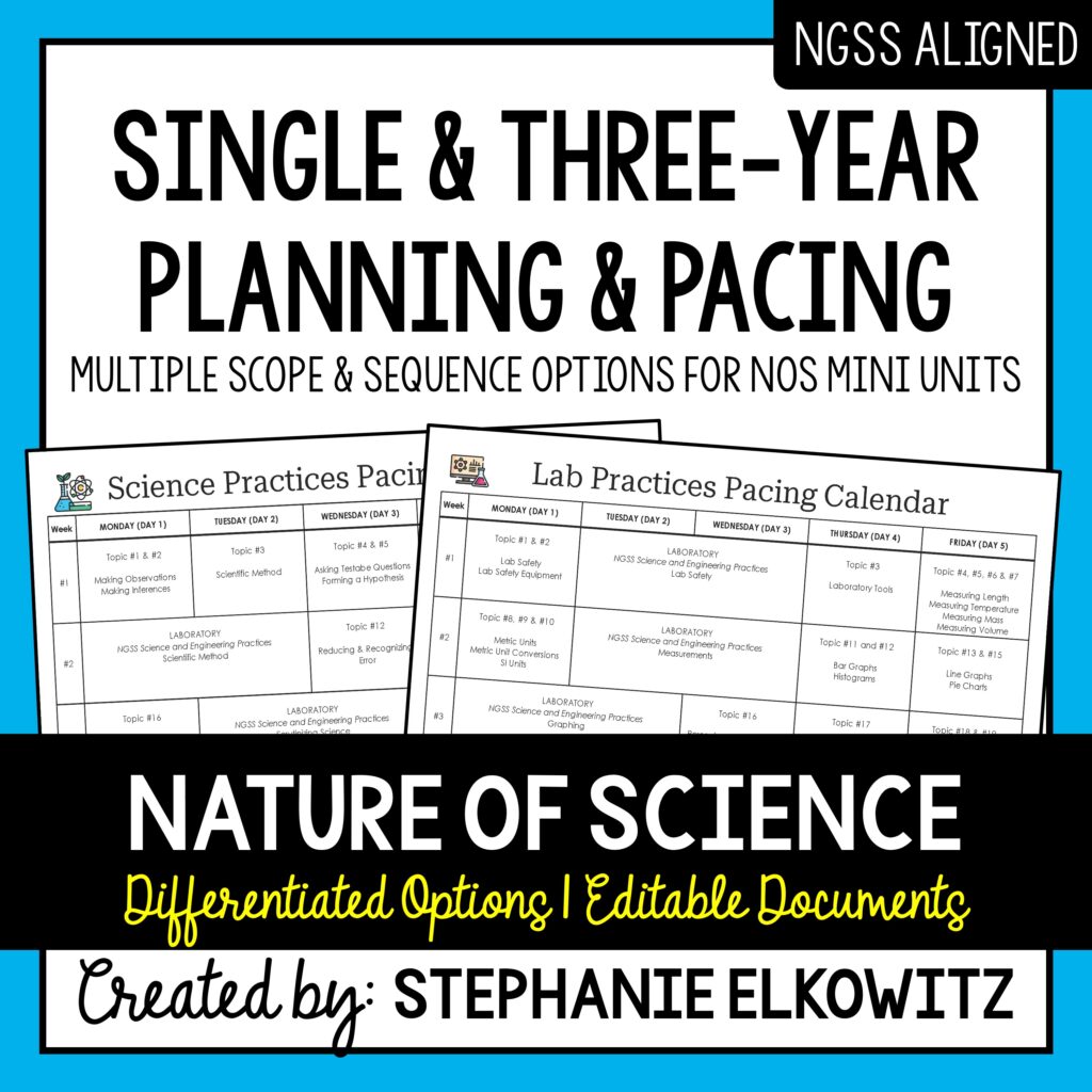 Nature of Science Planning and Pacing Guide | Stephanie Elkowitz