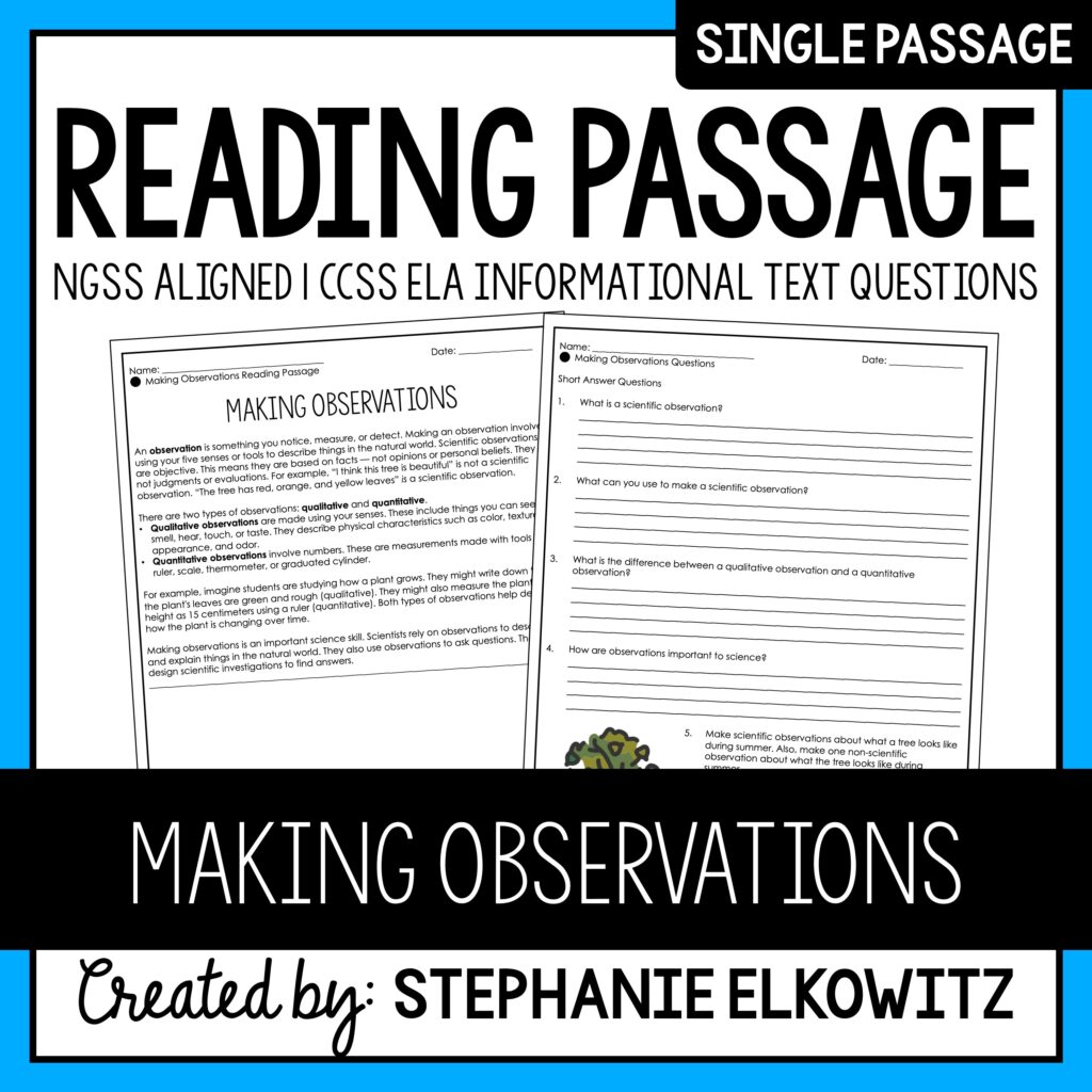 Making Observation Reading Passage | Stephanie Elkowitz