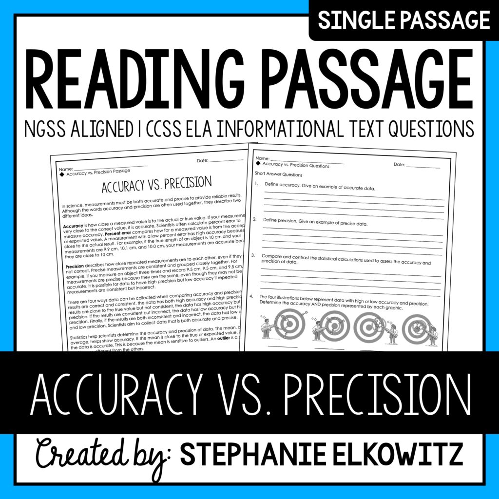 Accuracy vs. Precision Reading Passage | Stephanie Elkowitz
