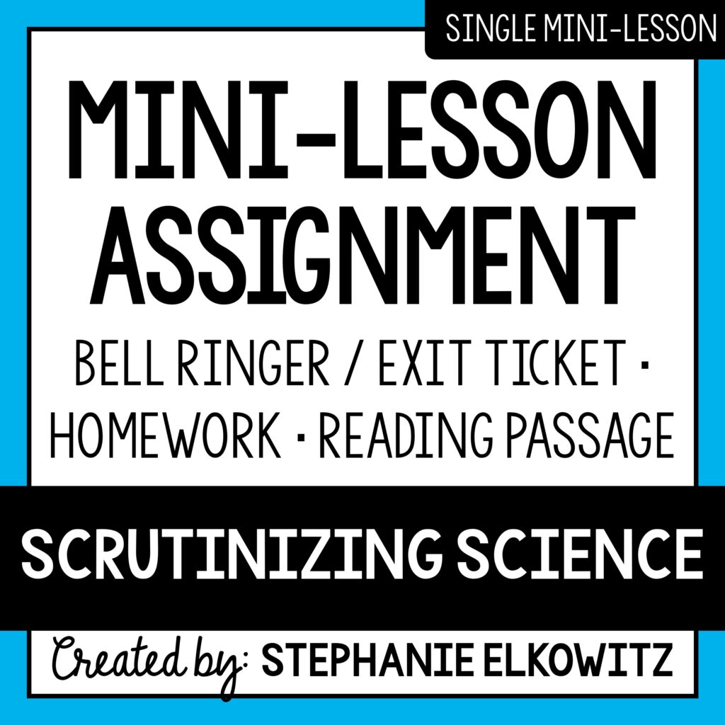 Scrutinizing Science Mini Lesson | Sub Plans | Stephanie Elkowitz