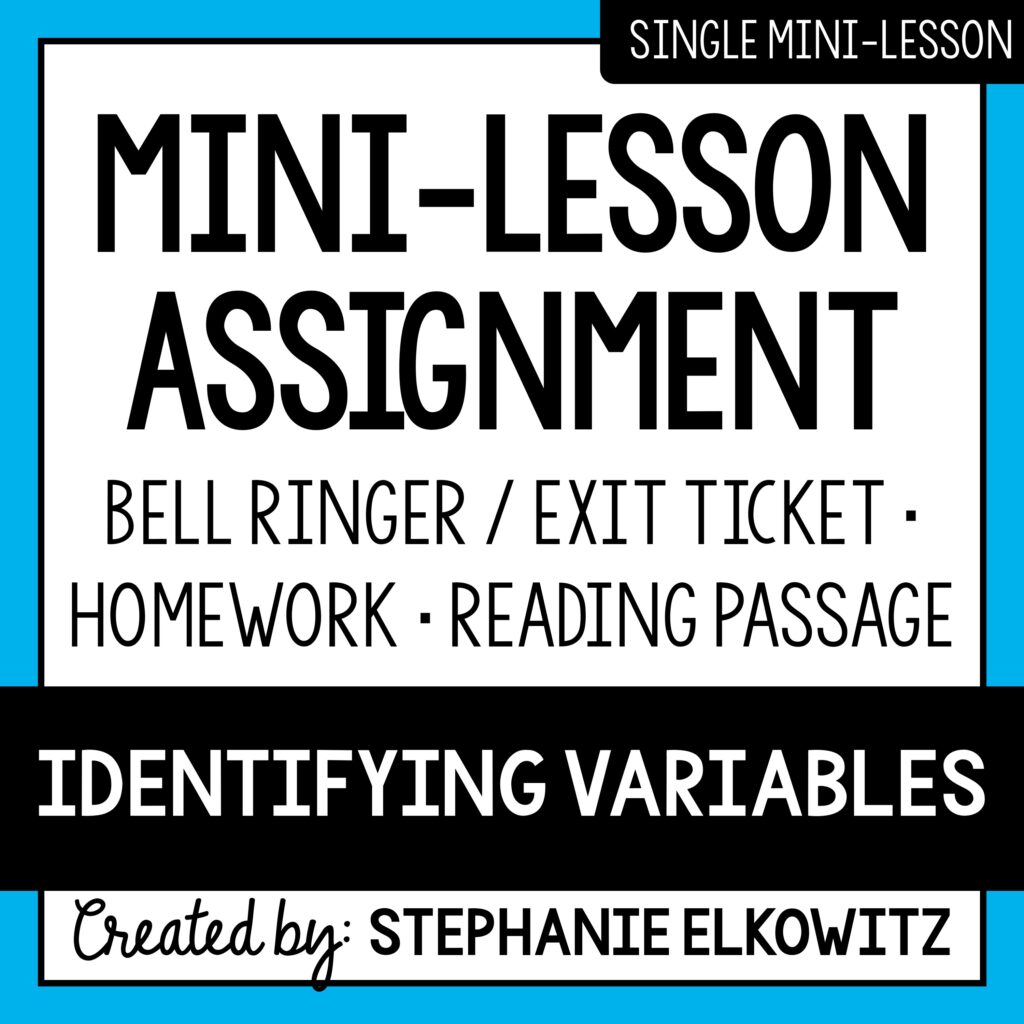 Identifying Variables Mini Lesson | Sub Plans | Stephanie Elkowitz