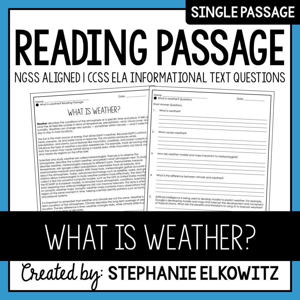What is weather? Reading Passage | Stephanie Elkowitz
