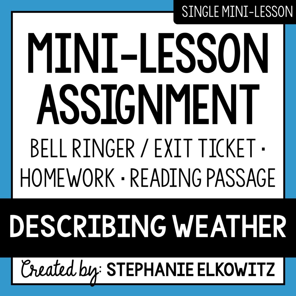 Describing Weather Mini Lesson | Sub Plans | Stephanie Elkowitz