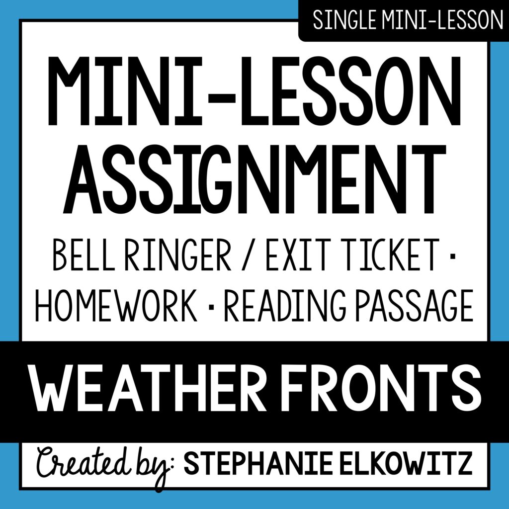 Weather Fronts Mini Lesson | Sub Plans | Stephanie Elkowitz