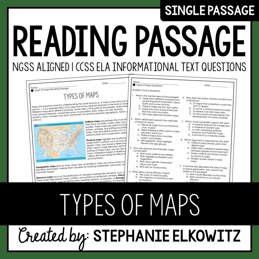 Types of Maps Reading Passage | Stephanie Elkowitz