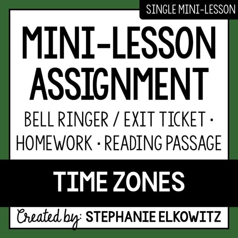 Time Zones Mini Lesson | Sub Plans | Stephanie Elkowitz