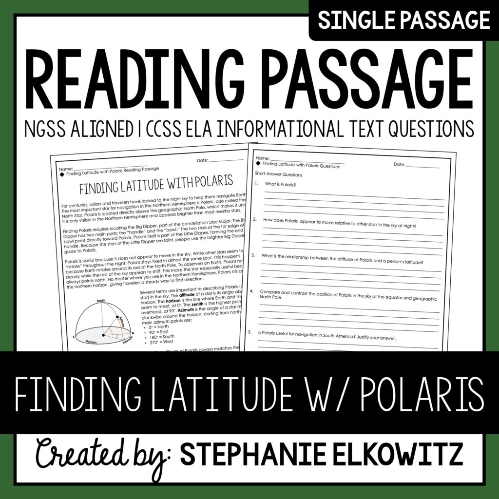 Finding Latitude with Polaris Reading Passage | Stephanie Elkowitz