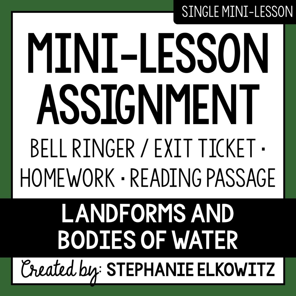 Landforms and Bodies of Water Mini Lesson | Sub Plans | Stephanie Elkowitz