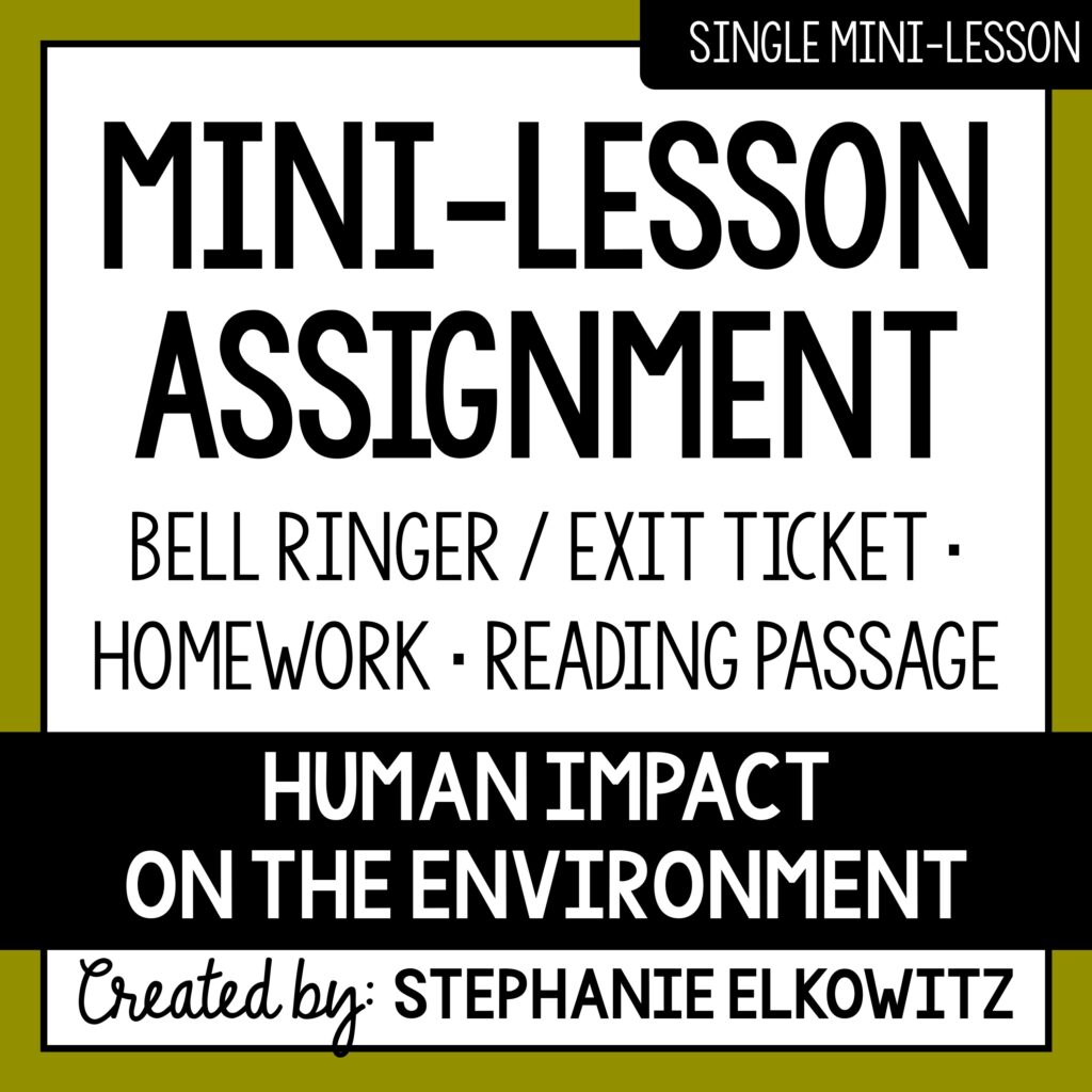 Human Impact on the Environment Mini Lesson | Sub Plans | Stephanie ...