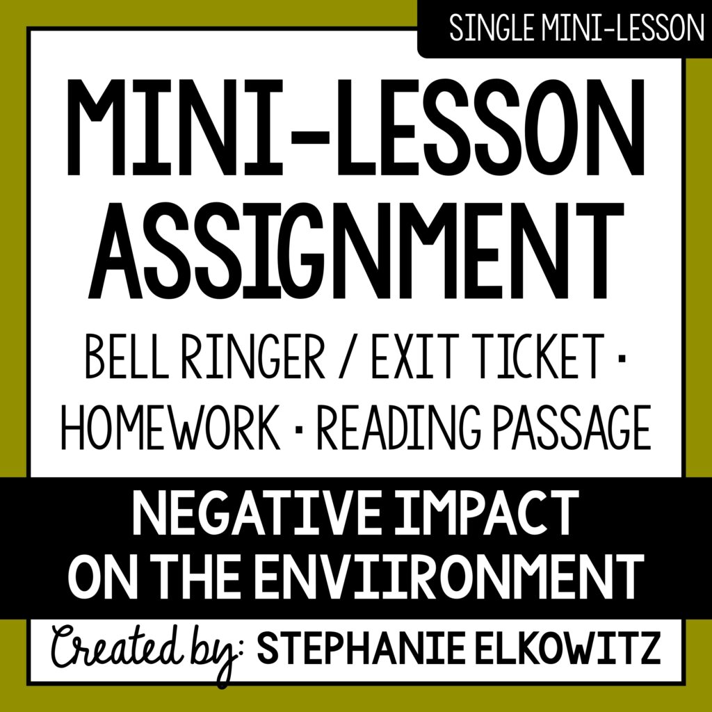 Negative Impact on the Environment Mini Lesson | Sub Plans | Stephanie ...