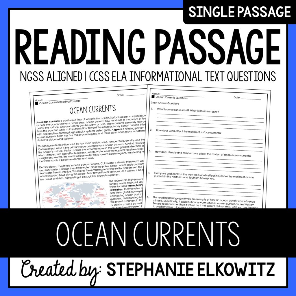 Ocean Currents Reading Passage | Stephanie Elkowitz
